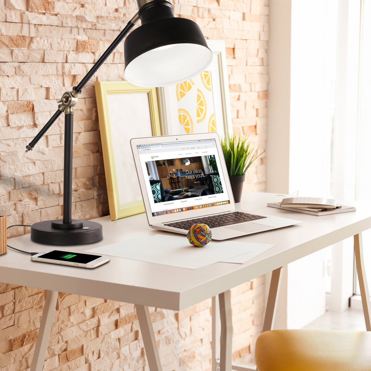 OttLite Wellness Series | Balance LED Desk Lamp | Metal | USB Charging Port
