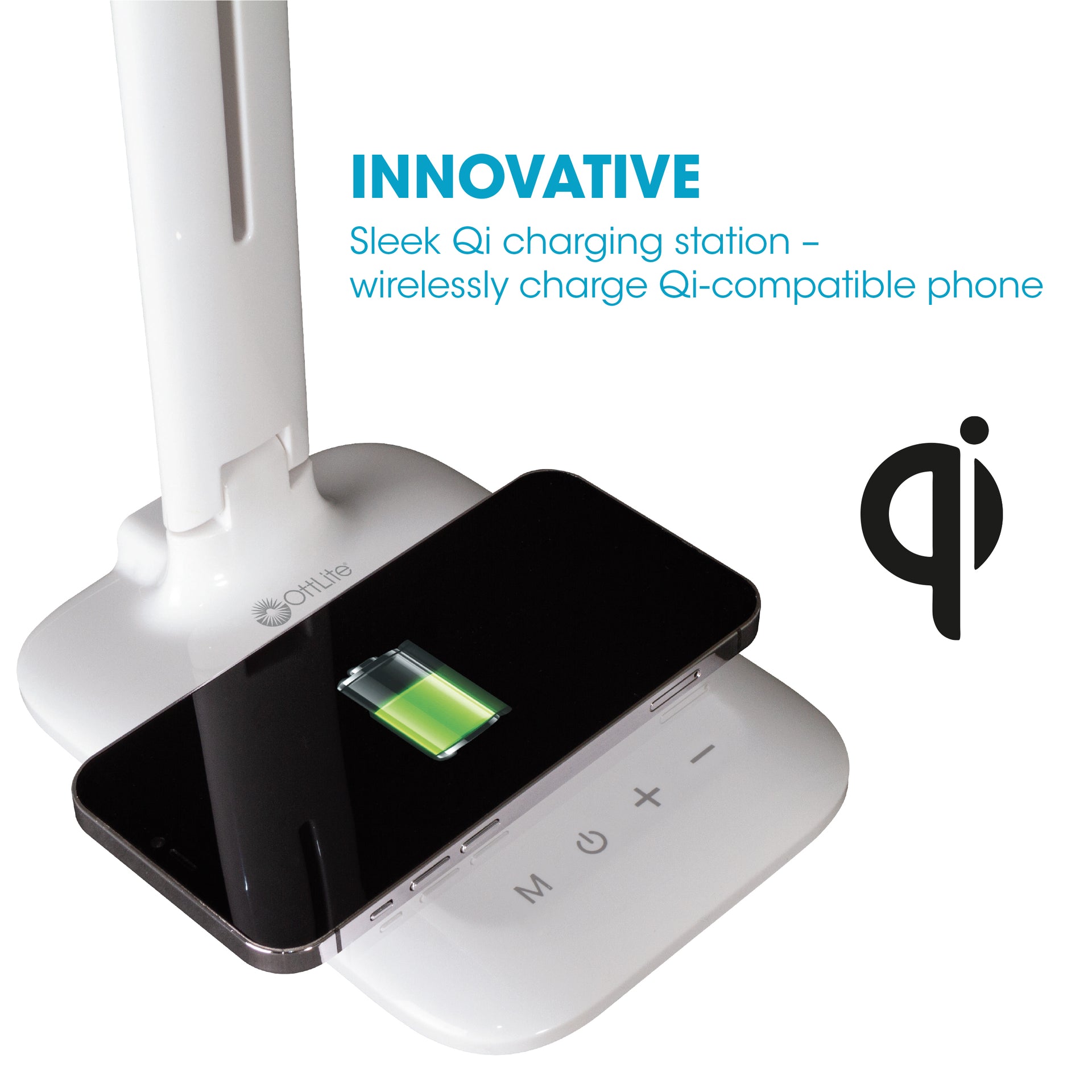OttLite Wellness Series | Charge Up LED Desk Lamp with Wireless Charging