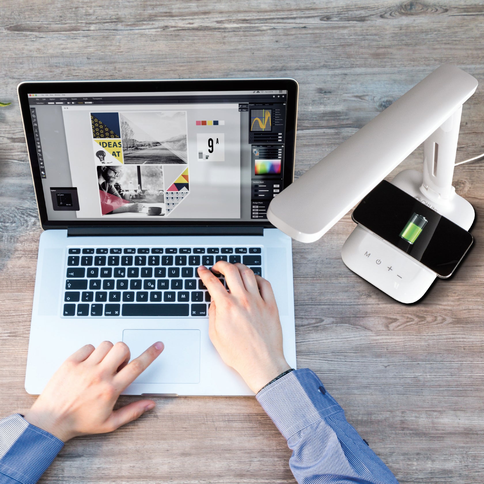 OttLite Wellness Series | Charge Up LED Desk Lamp with Wireless Charging