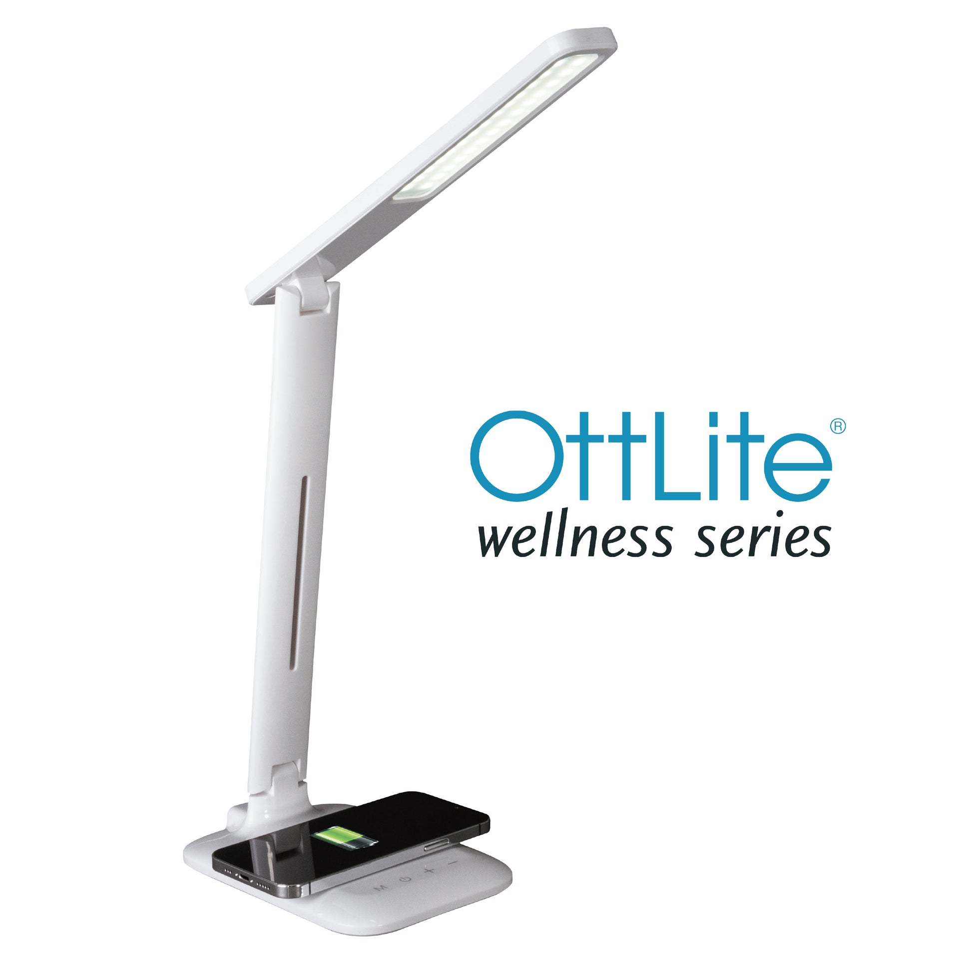 OttLite Wellness Series | Charge Up LED Desk Lamp with Wireless Charging