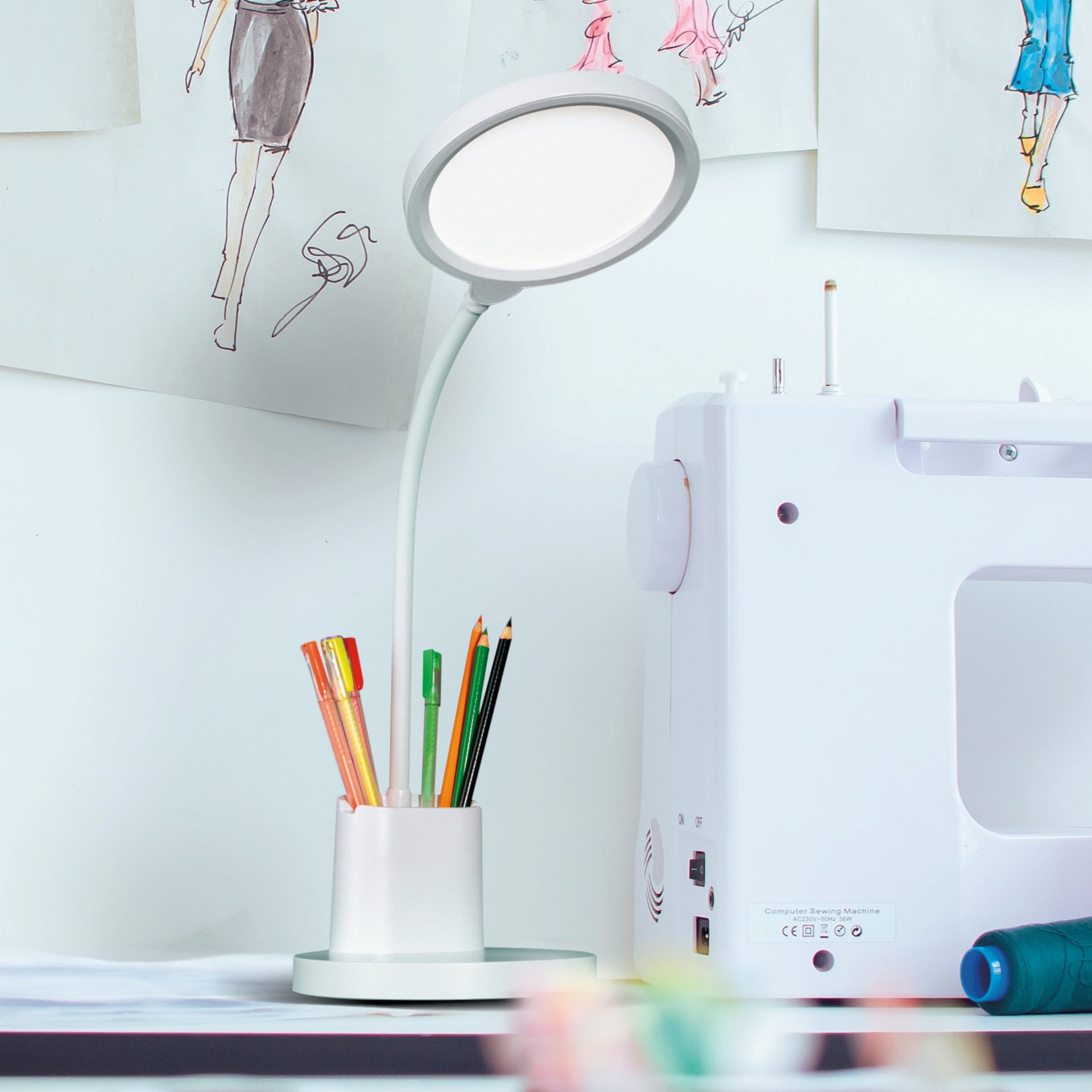 OttLite - Rechargeable LED Desk Lamp with Phone Holder