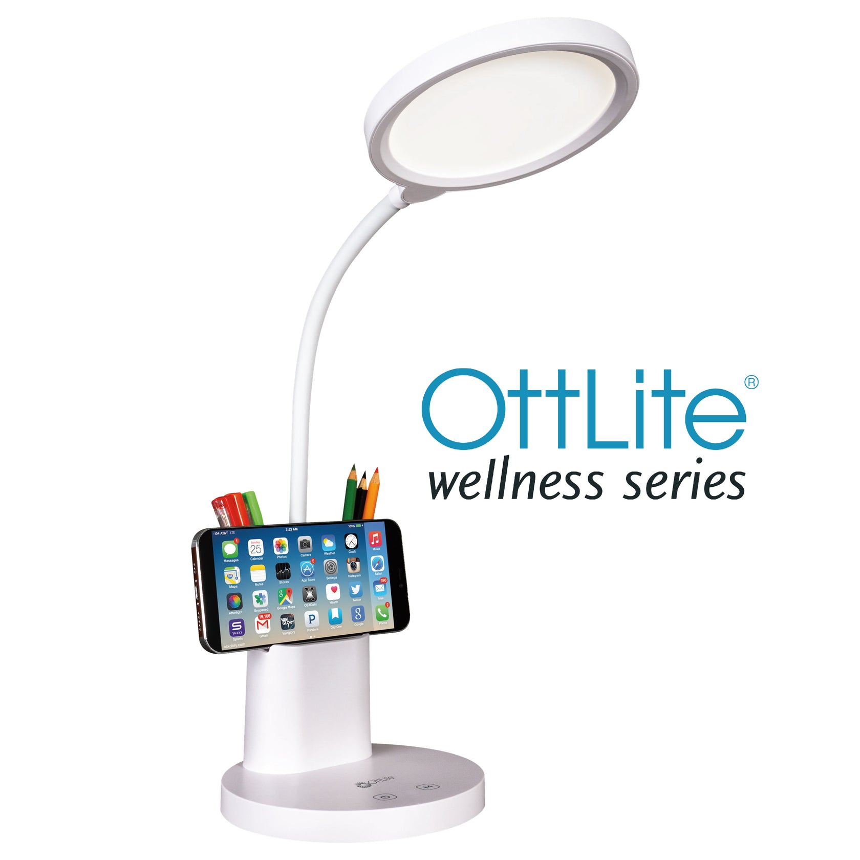 OttLite - Rechargeable LED Desk Lamp with Phone Holder
