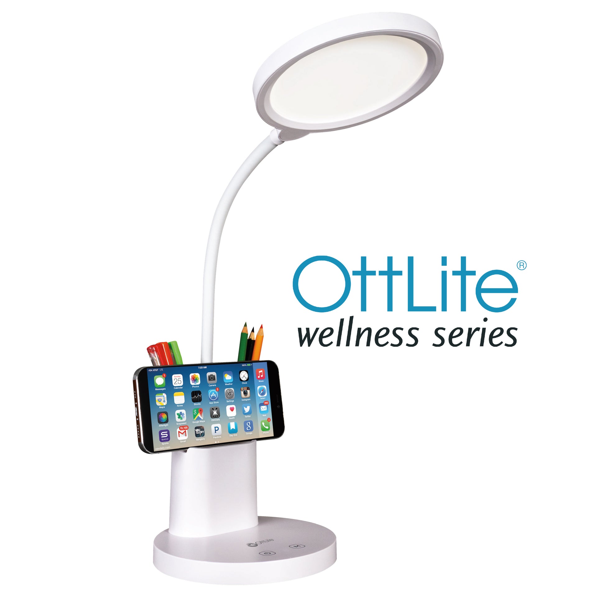 OttLite - Rechargeable LED Desk Lamp with Phone Holder